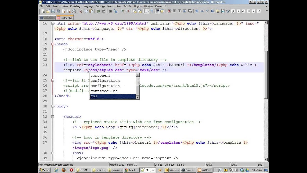 Joomla Templating Guide, part5, Configuration Tags