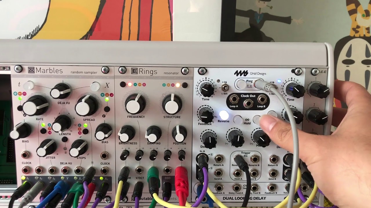 Mutable Instruments Marbles - 3 modules live jam (Rings + DLD). Eurorack/Modular Ambient