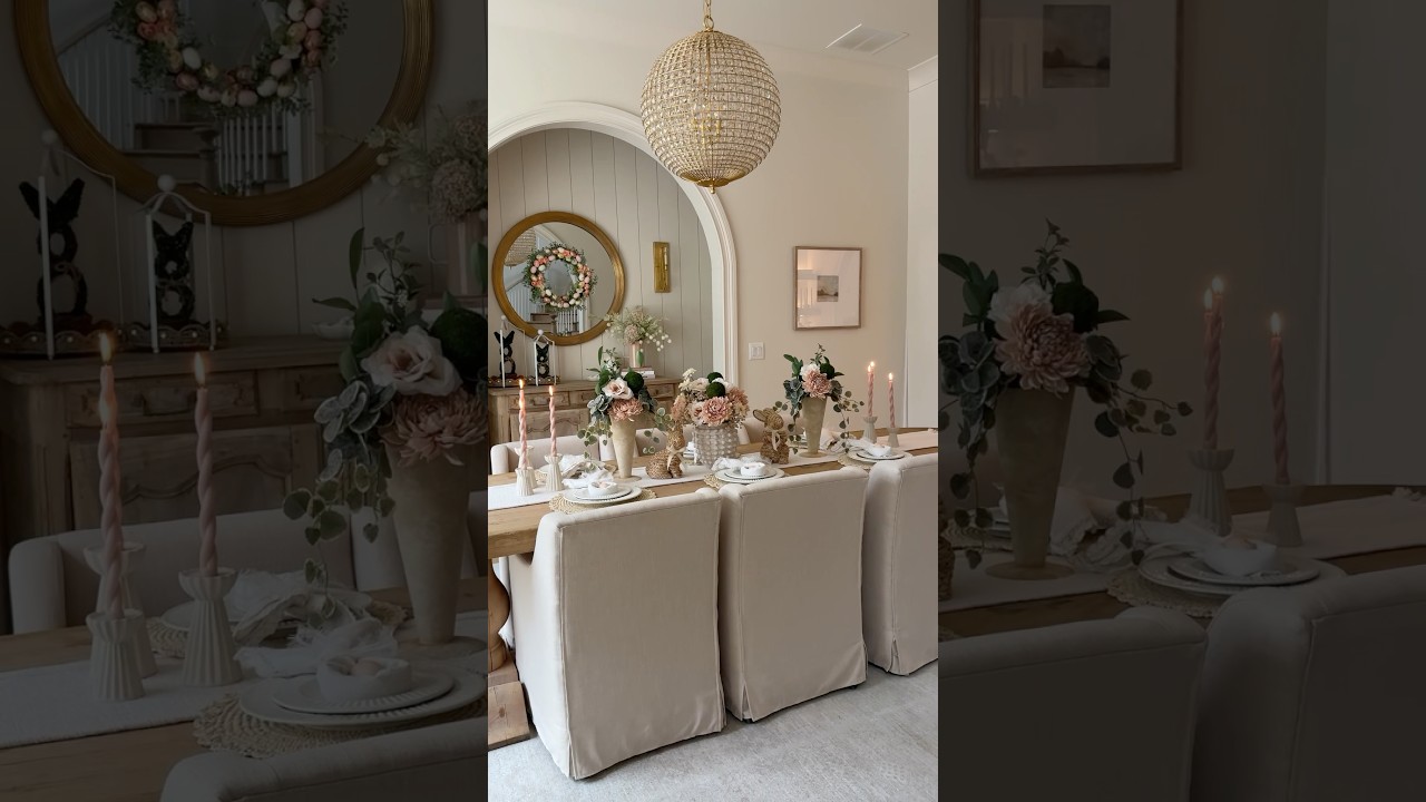 Easter tablescape #springdecorideas #easterdecoration #easter #neutralhomedecor