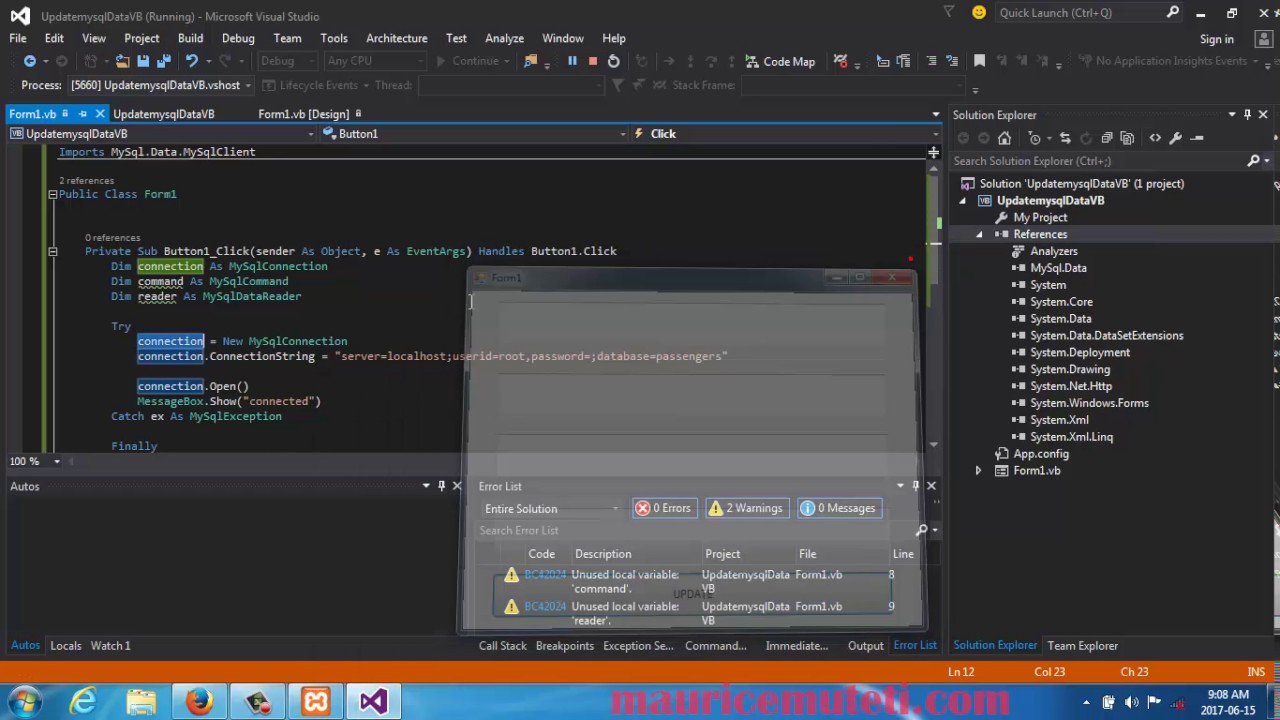 VB NET AND MYSQL TUTORIAL UPDATE DATA IN DATABASE VISUAL BASIC NET
