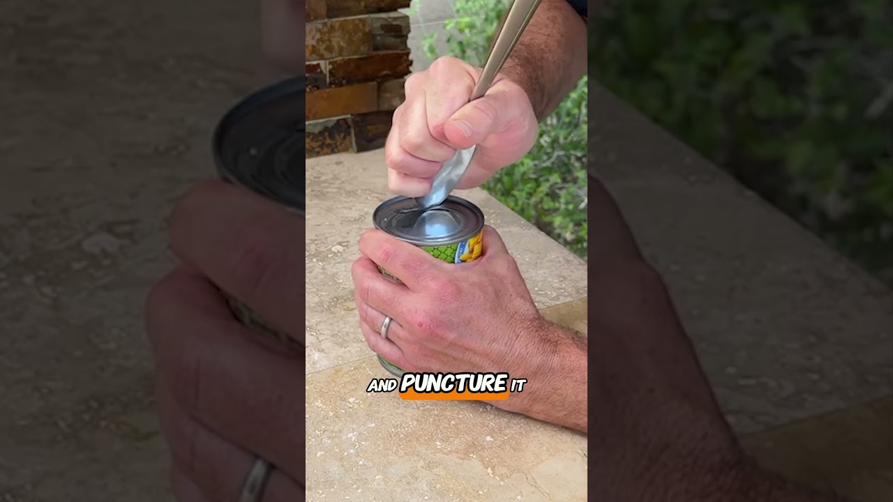 No Can Opener? No Problem: How To Open a Can With a Spoon! #campingtips #survivalskills #lifehack