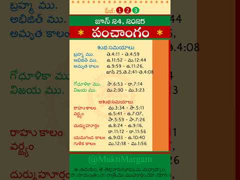 Eroju Panchangam Eroju Telugu Panchangam Today Panchangam in Telugu Calendar Today Tithi, 24/06/2025