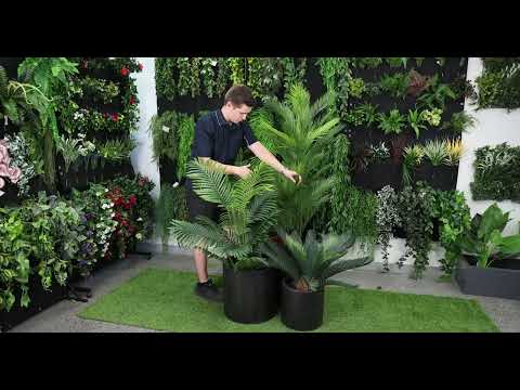 How to style a contemporary pot set with artificial palms