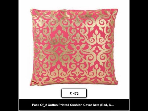 Pack Of_2 Cotton Printed Cushion Cover Sets (Red, Size: 16x16 In)