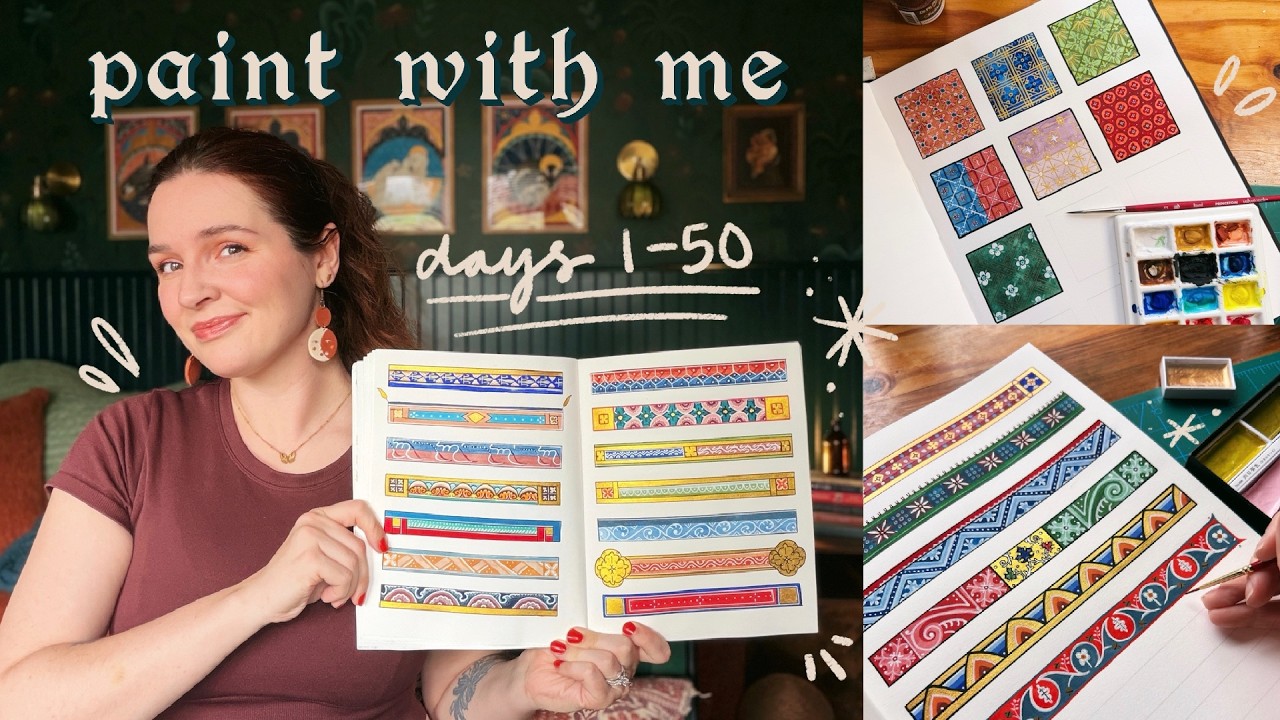 days 1-50 of painting from medieval illuminated manuscripts ✤ studying patterns ✤ bts + compilation