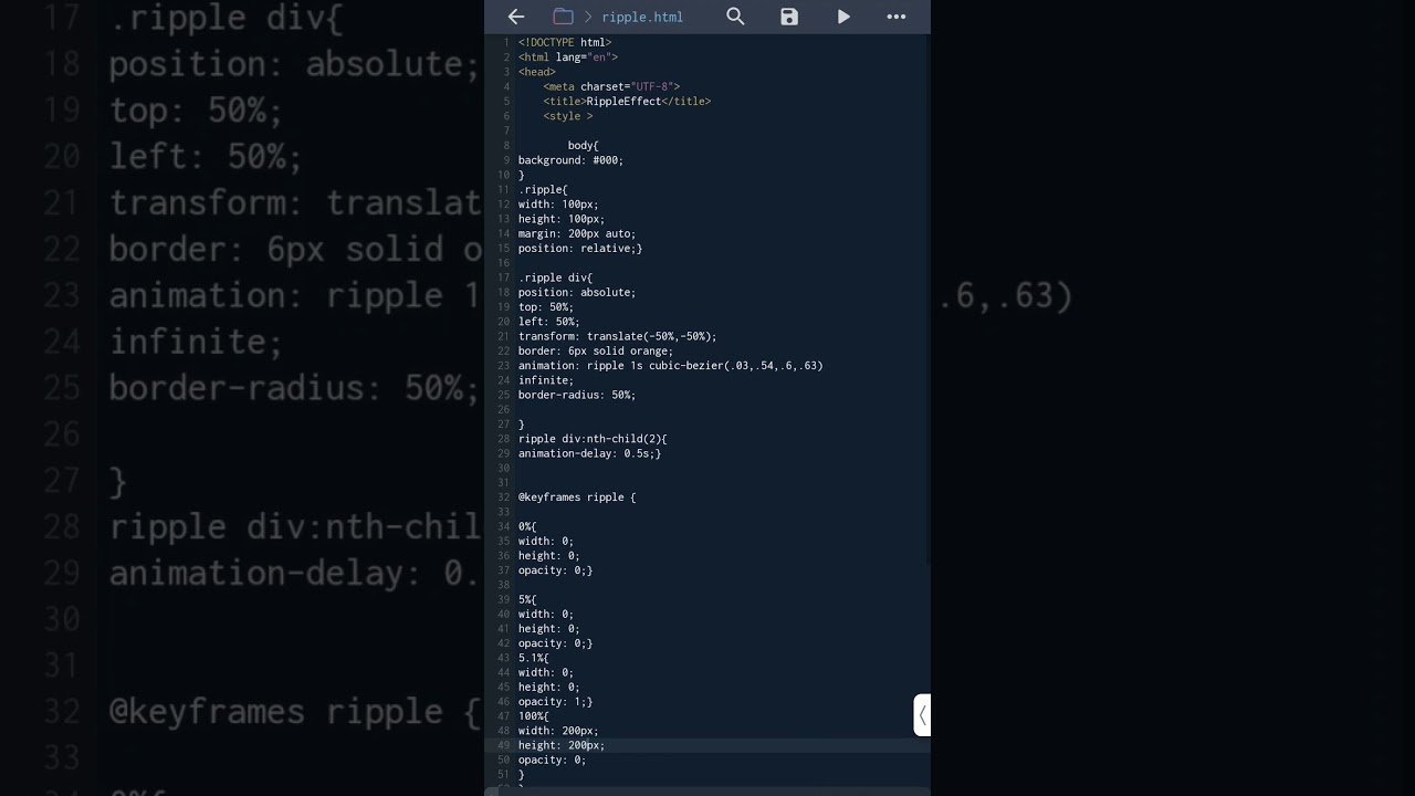 Ripple Effect using HTML & CSS #css #html #coding #programming #tutorial #ripple #animation #shorts