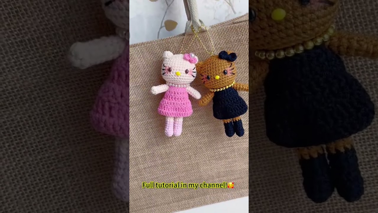 How to Crochet Hello Kitty Keychain 🐱✨ So Cute & Easy to Make!  #crochet #diykeychain #amigurumi