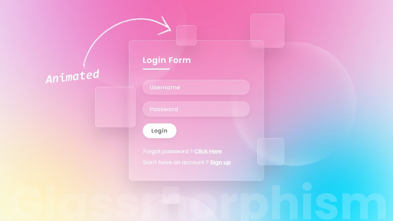 Glassmorphism Login Form using Html & CSS | CSS3 Animated Login Form