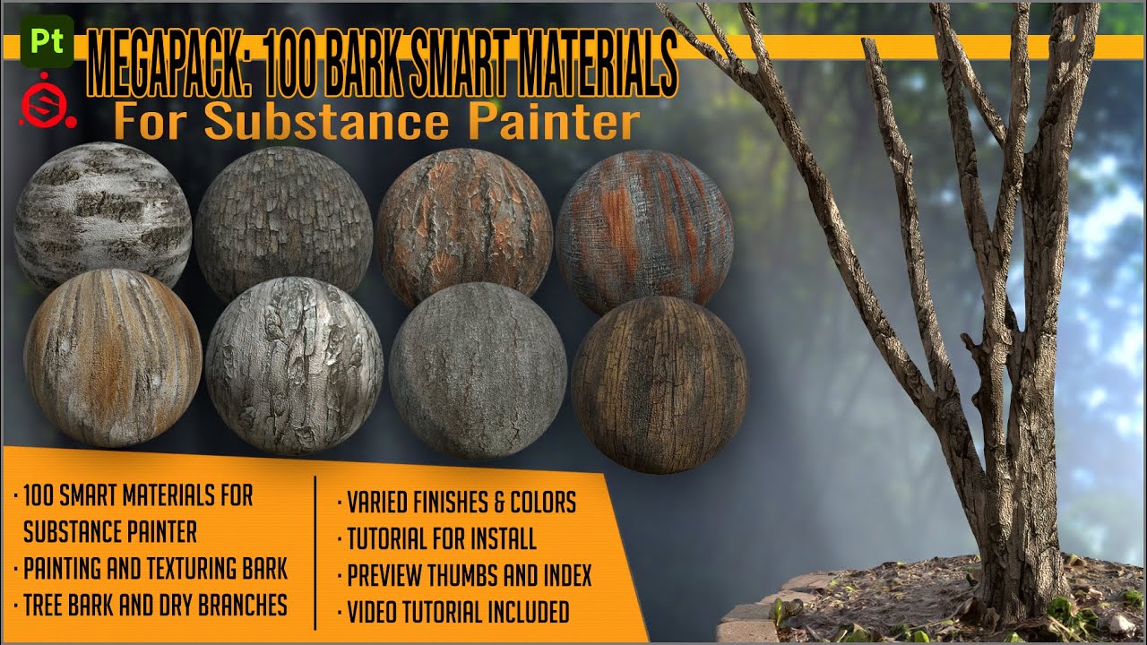 Megapack 100 Bark Materials for Substance