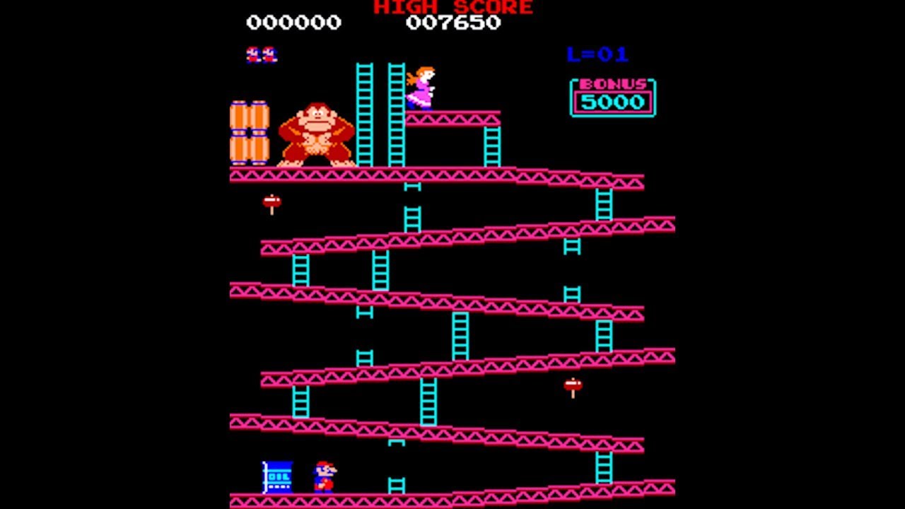 Donkey Kong (Original) Full Playthrough (US Arcade Version, All 4 Levels, 3 Rotations, 0 Deaths)