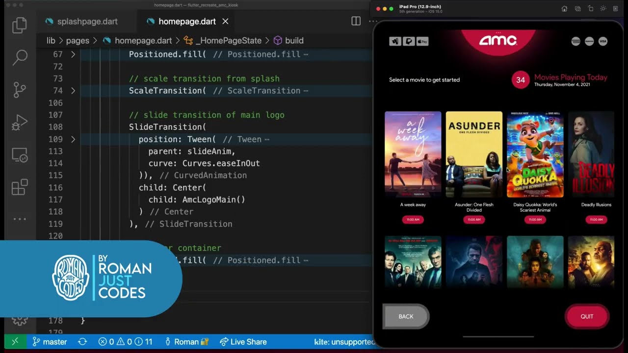 Flutter AMC Movie Ticket Kiosk