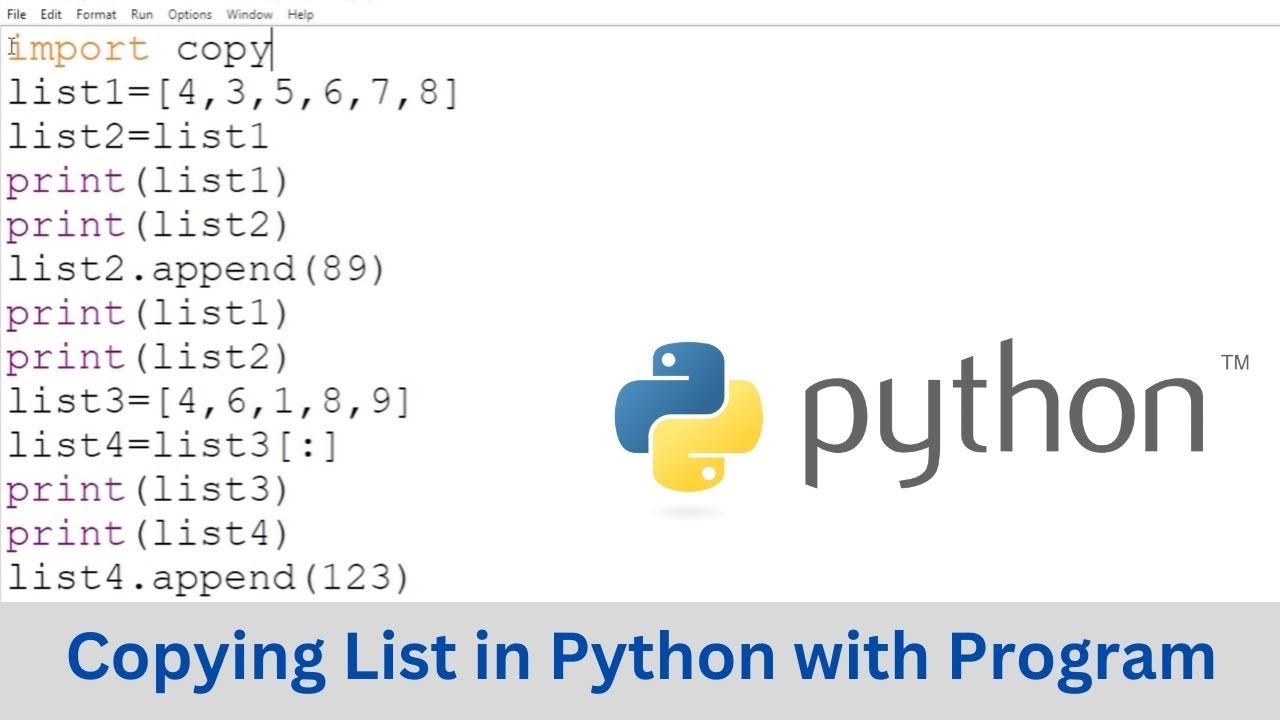 Copying List in Python with Program EXAMPLE | CSE GYAN | Python Tutorials