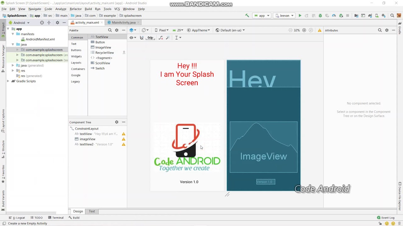 SPLASH SCREEN || ADDING AN IMAGE TO THE APPLICATION || ANDROID STUDIO || CODE ANDROID || JEEVAN R
