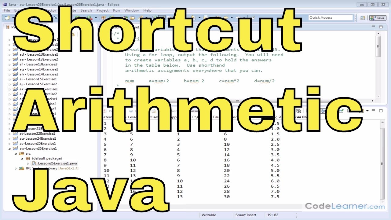 26x - Learn Java Shortcut Arithmetic Assignments - Exercise 1