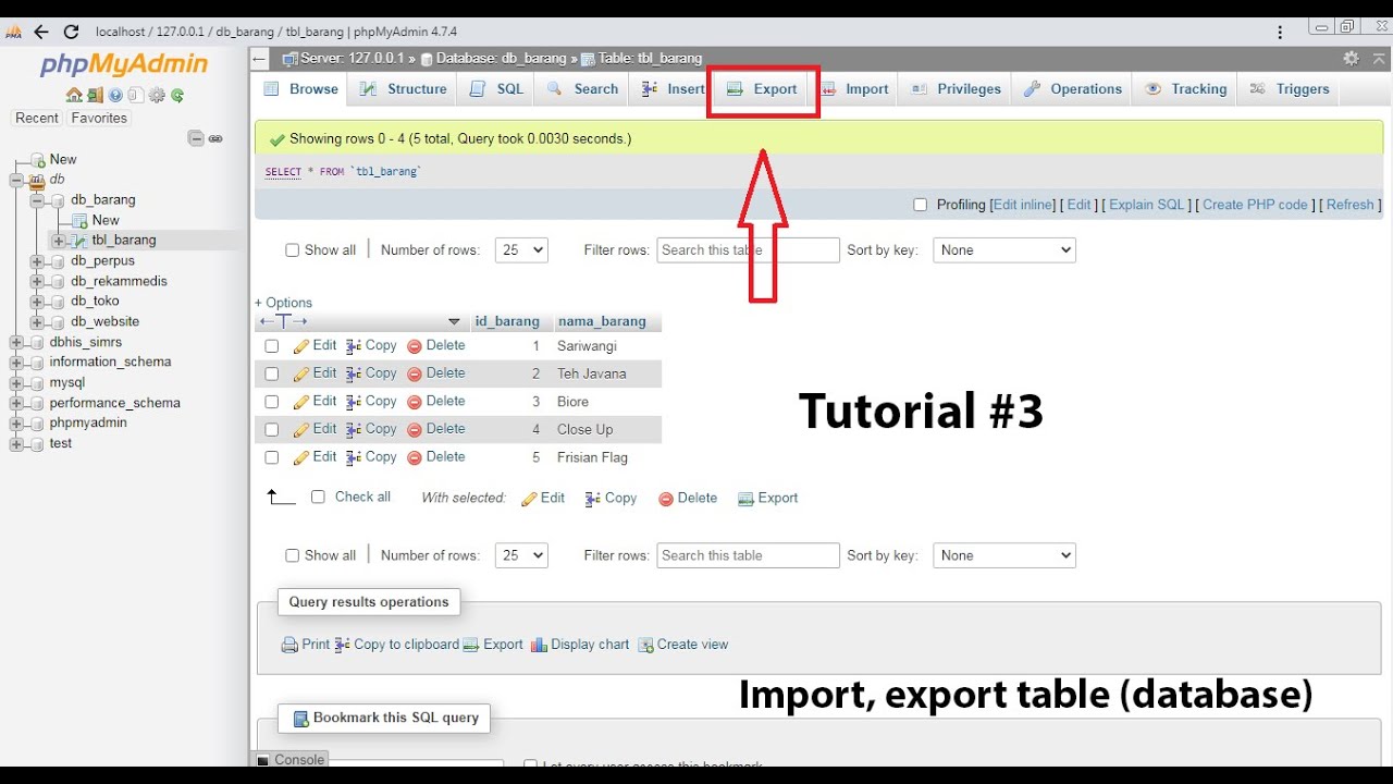 Import, export table( database). PhpMyAdmin Tutorial #3