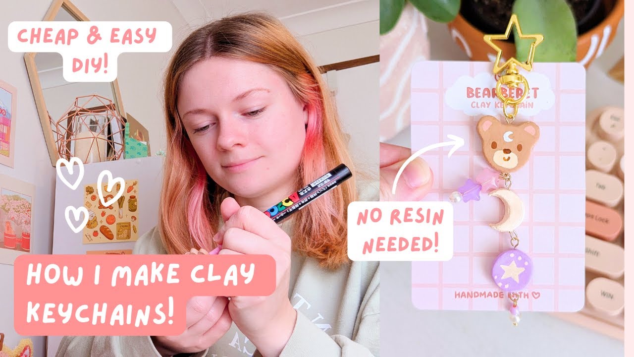 How I make air-dry clay keychains and pins ✿ No bake + no resin!