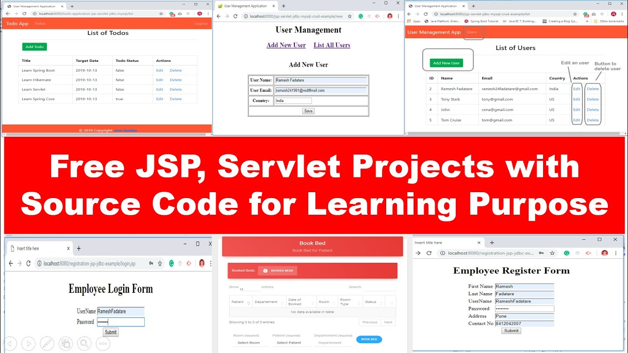 Free JSP, Servlet Projects for Learning Purposes | GitHub | Download