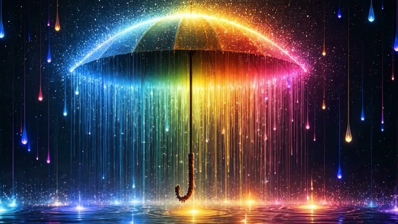Luminous Rainbow Umbrella 🌈 | 4K OLED TV Screensaver | Ambient Music Background