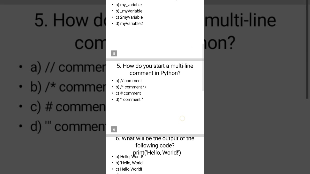 Quiz 1| python programming| syntax | comments| ai | education |#ai #pythonlearning