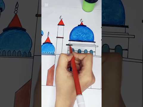 i make beautiful mosque drawing ❤🖤#art #drawing #fun #childartfun #easyandfun