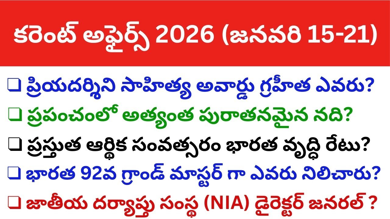 2026 JANUARY WEEKLY CURRENT AFFAIRS (15-21) | JANUARY CURRENT AFFAIRS 2026|| JOIN IN SUCCESS