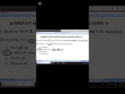 JAMB PAST QUESTION ENLISH 2018 QUESTION 16 synonym, cancelled and called off