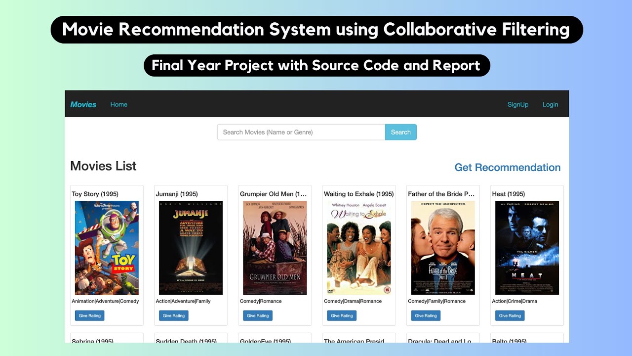Movie Recommendation System using Collaborative Filtering | Final Year Project