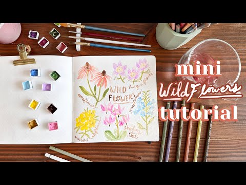 Wildflowers Drawing Mini Tutorial | Colored Pencil & Gouache Watercolor 🎨