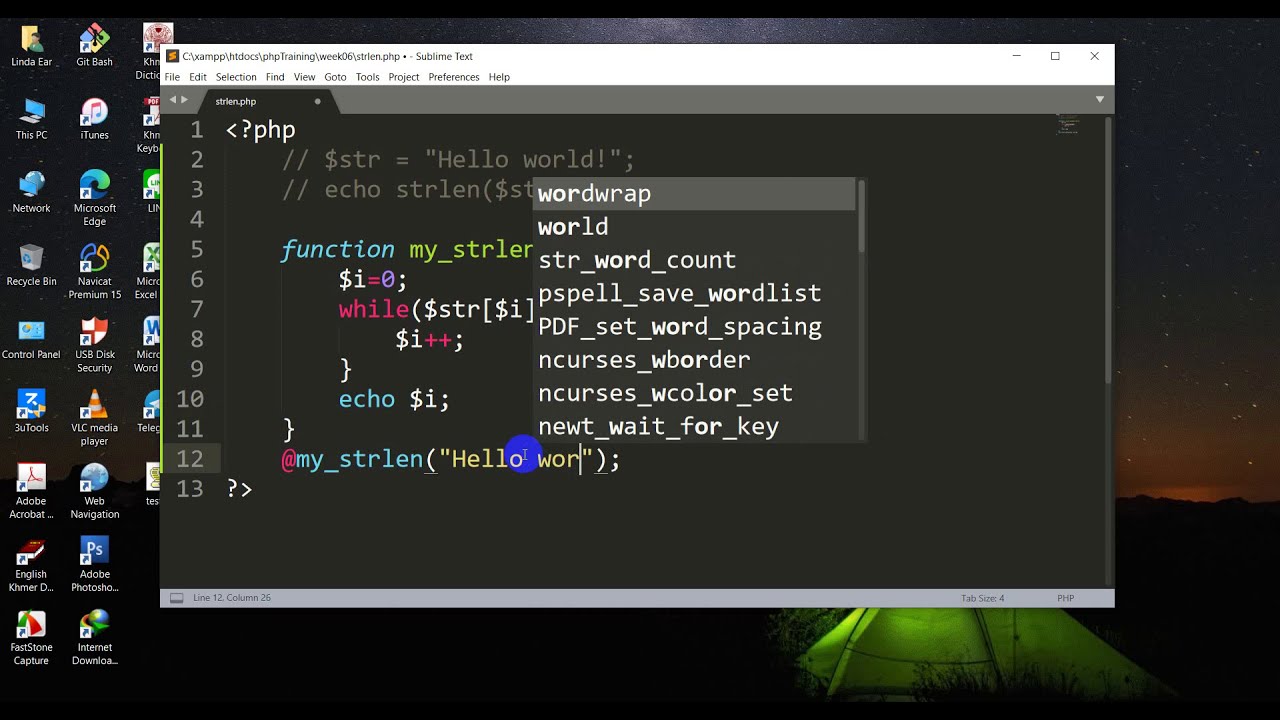 Count String Length without built in function in php