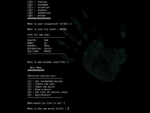 Movie Recommendation System using SQL with sqlite3 in python