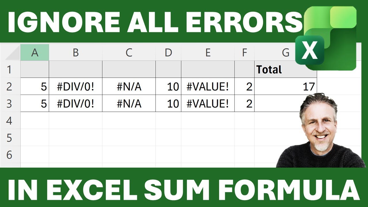 Ignore All Errors in Range for Excel SUM Formula - 2 Methods AGGREGATE and SUM-IFERROR