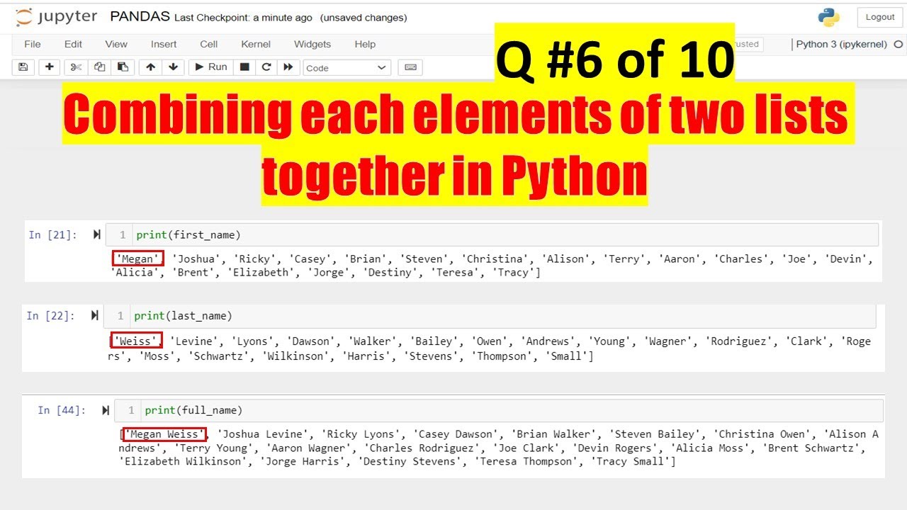 Combining Each Elements from Two Lists Together | Python Interview Questions - 6 of Top 10