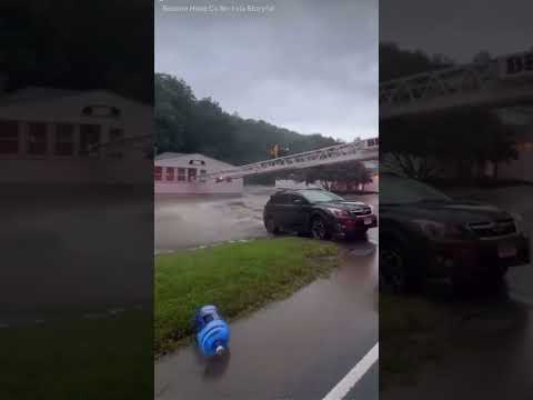 Firefighters, rescue people and dog from “life-threatening” floods ￼