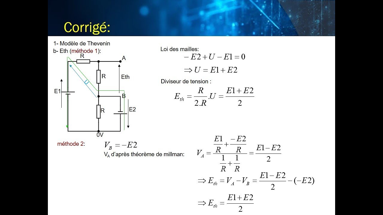 Exercice corrigé de circuits électriques n°2