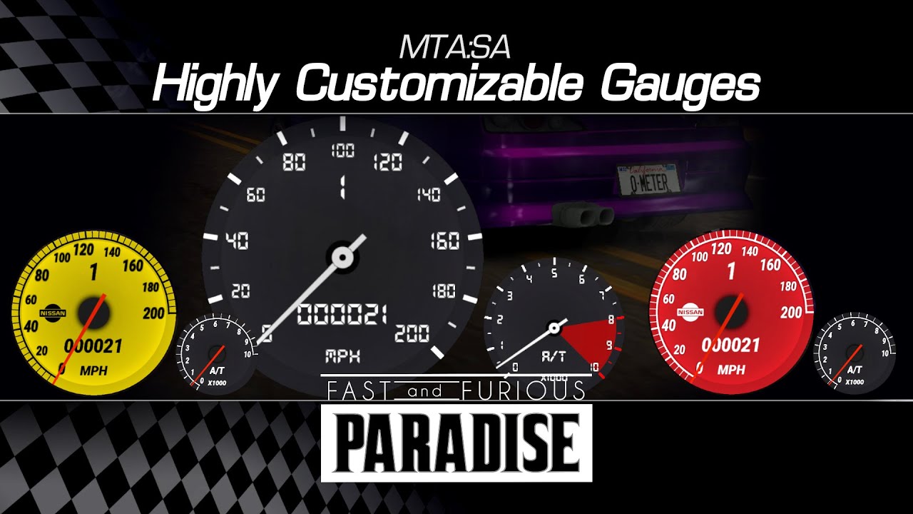 MTA:SA - Highly Customizable Gauges ( advanced speedometer & rpm )