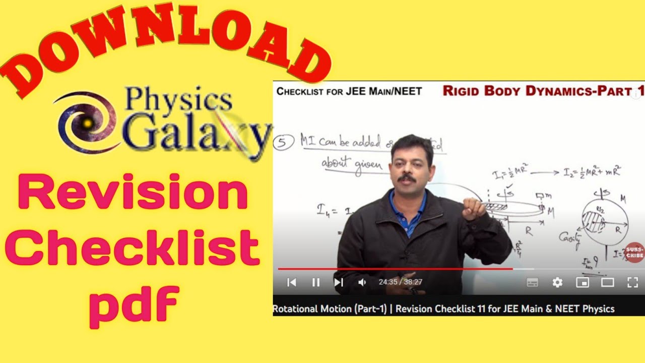 Physics galaxy Revision Checklist notes I Ashish Arora sir revision checklist pdf