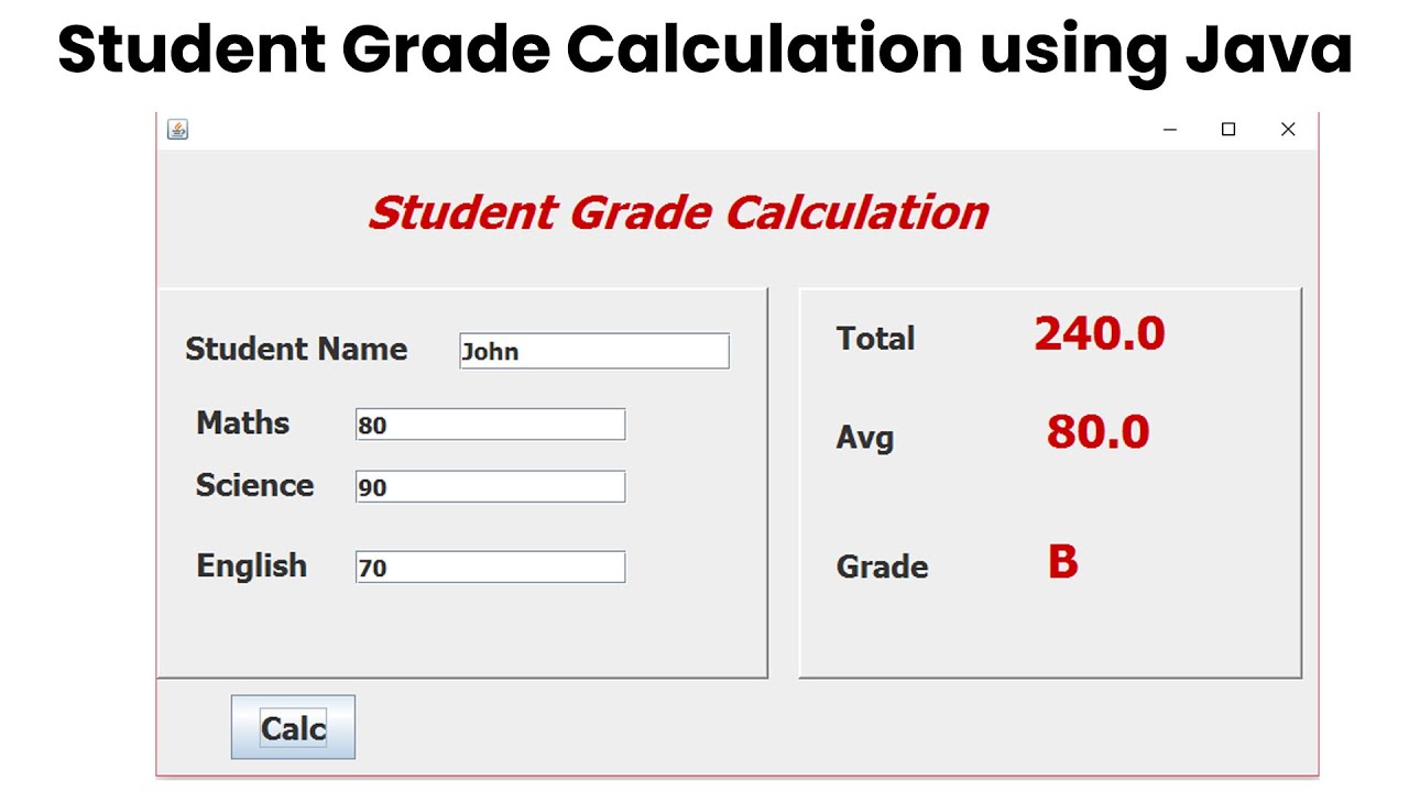 Student Grade Calculation using Java