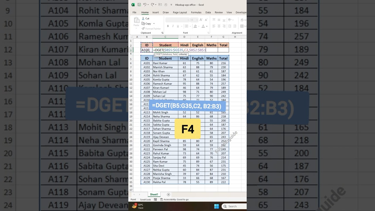 Excel DGET Function Explained 👨‍🏫 | Get Specific Data Like a Pro  🔍 #focusinguide #exceltips #excel