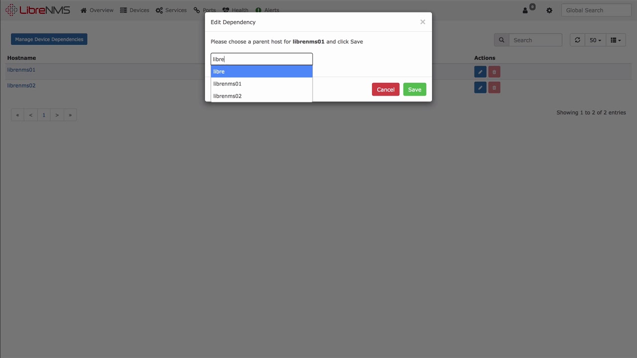 [LibreNMS] How to manage device dependencies