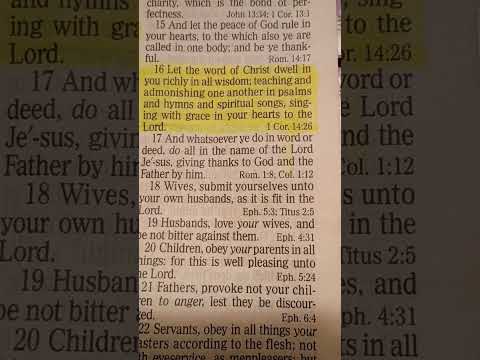 Colossians 3:16 Let the word of Christ dwell in you richly in all wisdom. Hallelujah