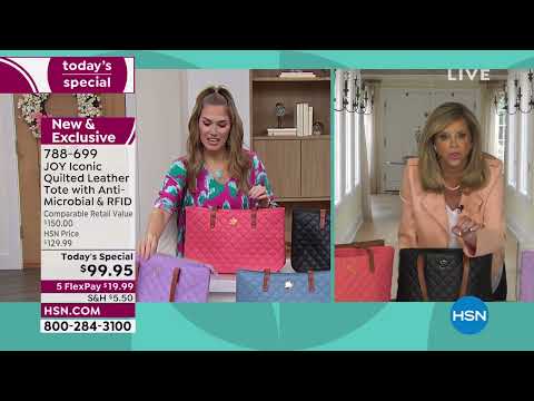 JOY Iconic Quilted Leather Tote with AntiMicrobial RFI...