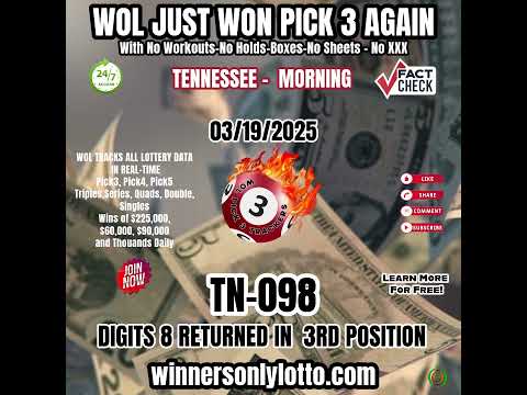 Tennessee Pick 3 Lottery Players Win BIG TIME