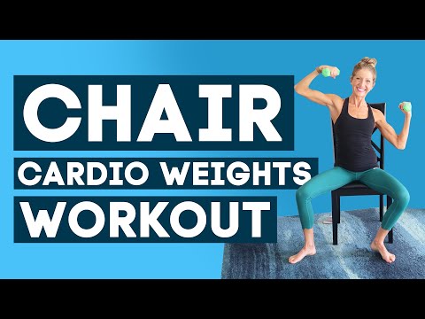 Chair Cardio and Weights Workout - Full Body 20 or 40 Minute No Impact Seated Fitness Class