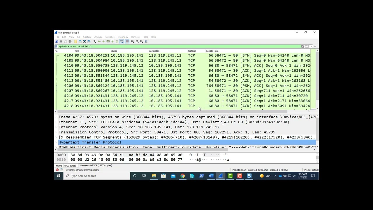 Wireshark TCP Lab