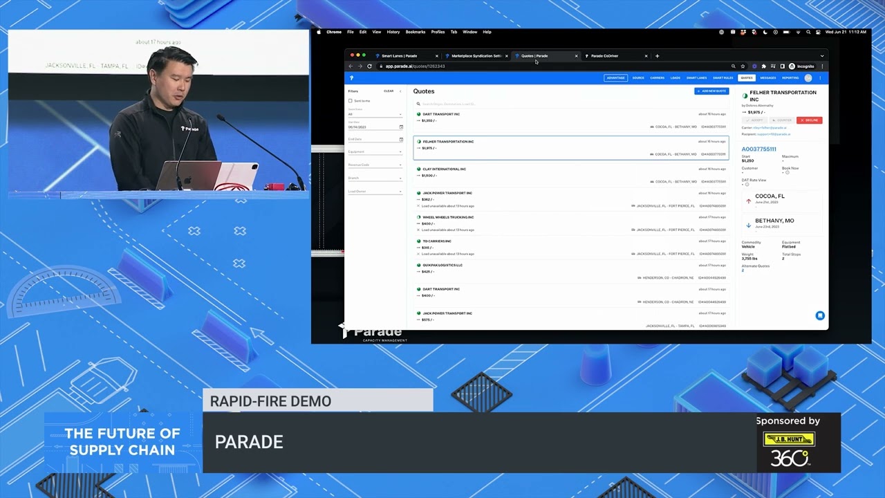 Parade CoDriver Demo at Freightwaves' Future of Supply Chain Conference