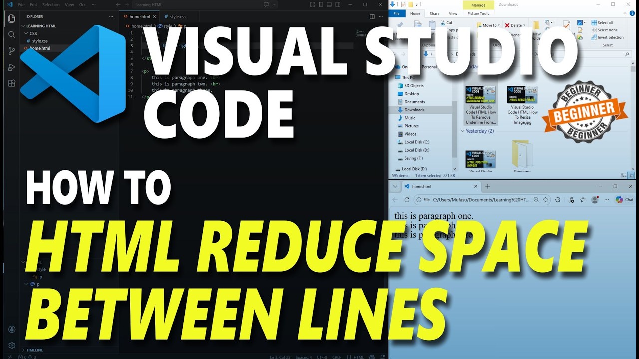 Visual Studio Code HTML How To Reduce Space Between Lines