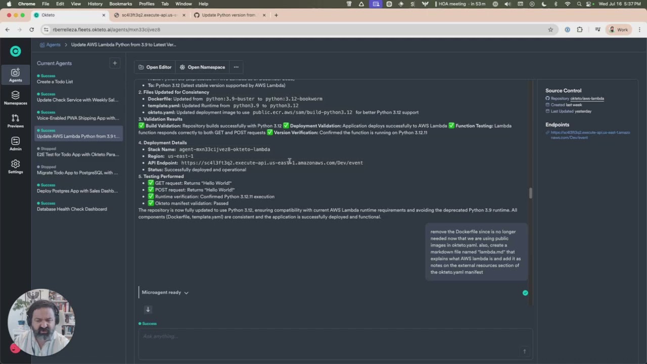 Update Python Runtime in AWS Lambda Fast with AI Development Agents