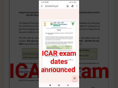 icar AIEEA PG 2023 AICE jrf srf 2023 exam date declared #icar_exam_2023_exam_date #mtech_agri_engg
