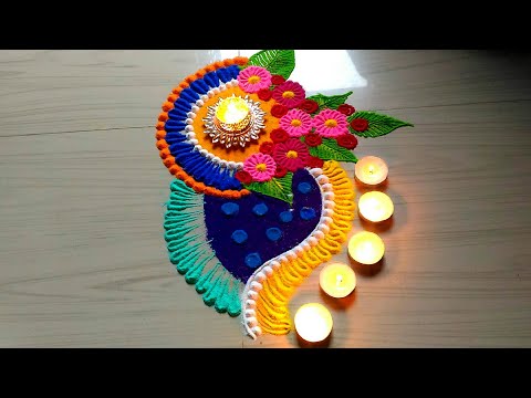 Very easy Diwali rangoli 2019/lakshmi pujan rangoli designs - Youtube ...