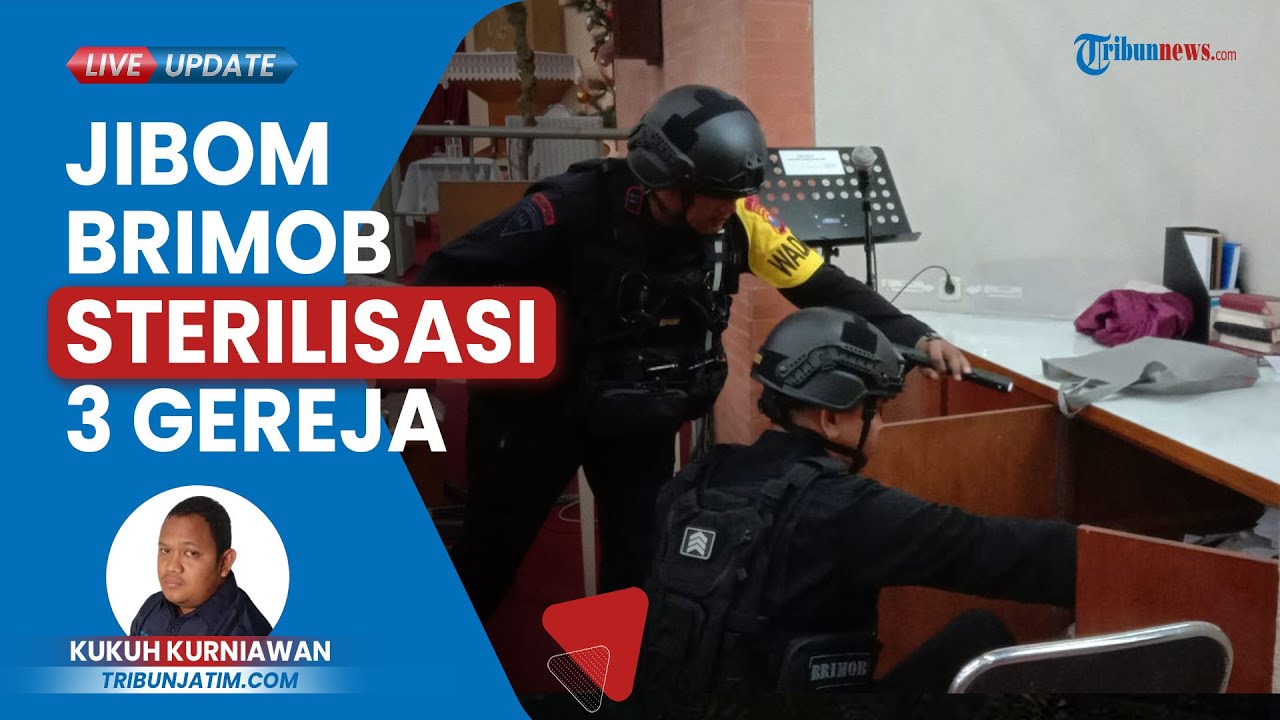 Tim Jibom Brimob Cek dan Lakukan Sterilisasi di 3 Gereja di Kota Malang Jelang Misa Malam Natal ...